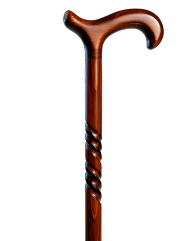 Triple Twist Derby Walking Cane with Dark Cherry Finish Shaft ...