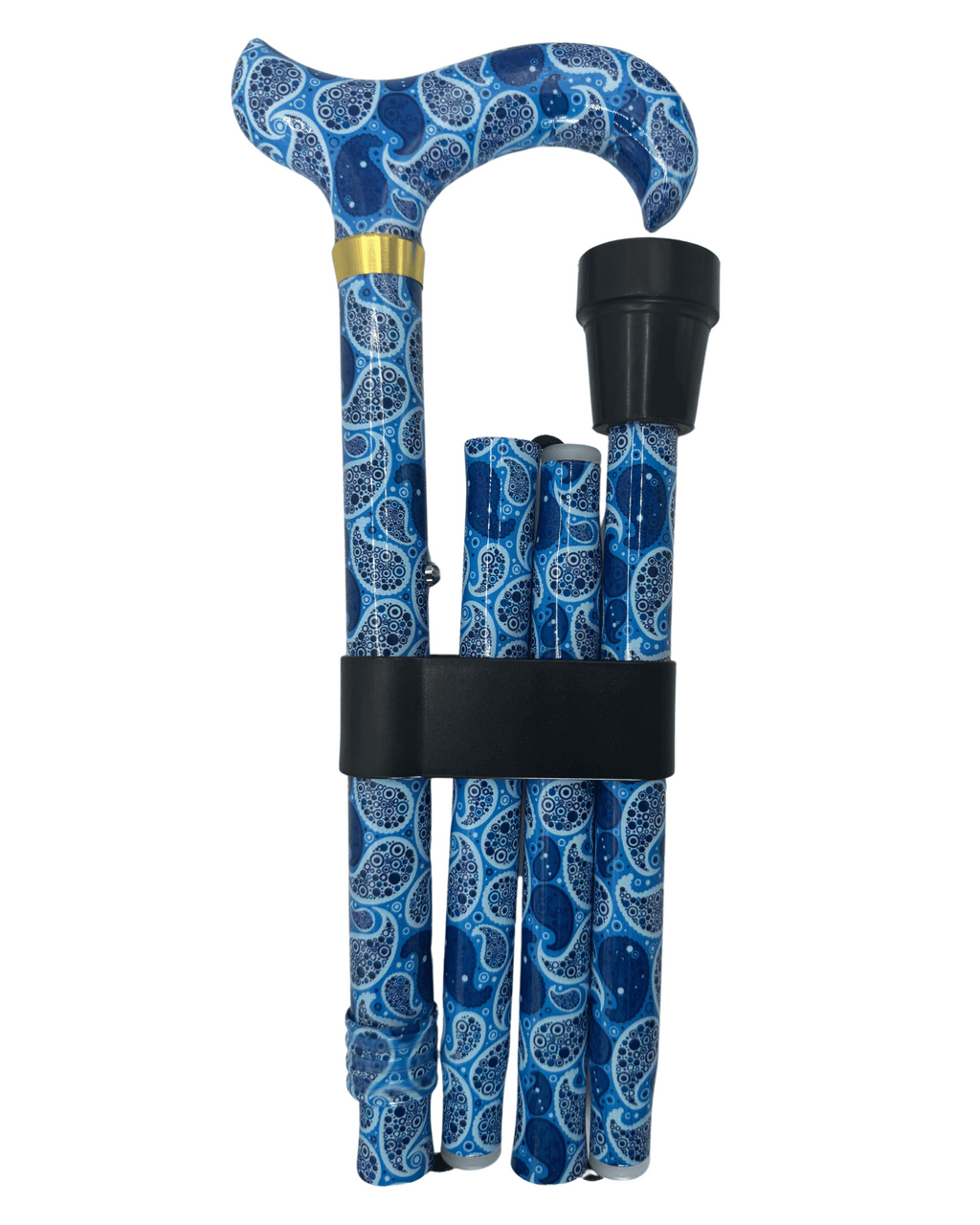 Blue Majesty Folding Cane with Braided Cane Strap - WalkingCanes.com