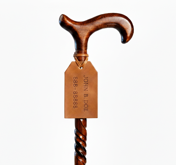Personalized Leather Cane Tag - WalkingCanes.com