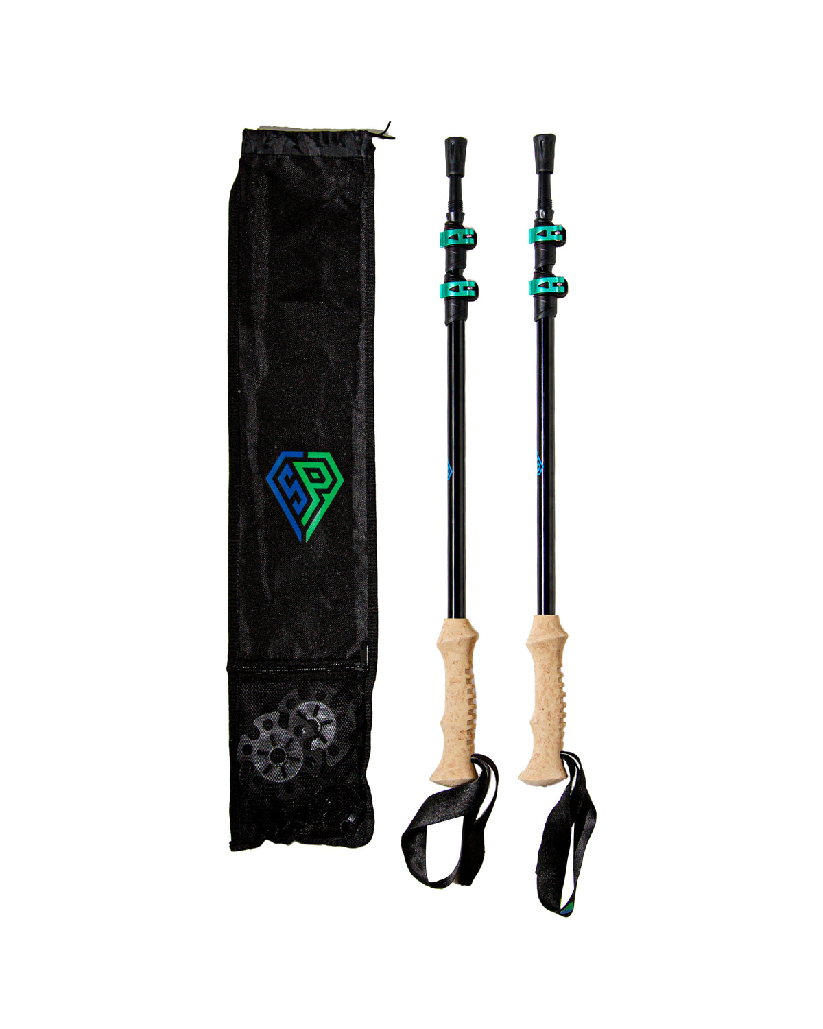 SP 7 Series Beige Handle Trekking Poles - WalkingCanes.com