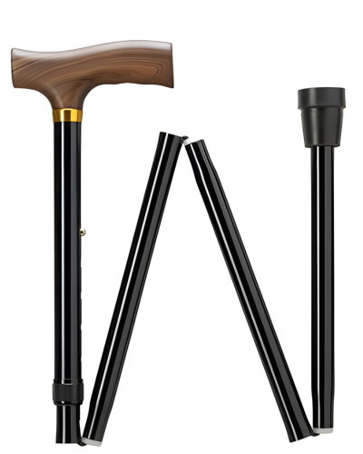 Extra Tall Folding Cane with Wood Fritz Handle - WalkingCanes.com