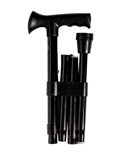 Black Folding Adjustable Cane with Overmold Ergonomic Grip ...