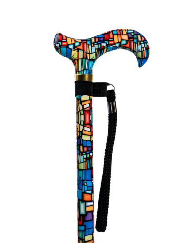 Mosaic Stained Glass Adjustable Cane with Braided Wrist Strap ...