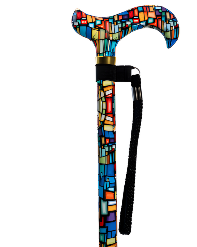 Mosaic Stained Glass Adjustable Cane with Braided Wrist Strap ...
