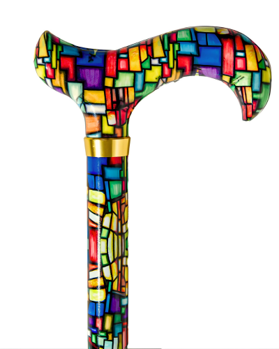 Mosaic Stained Glass Adjustable Cane with Braided Wrist Strap ...