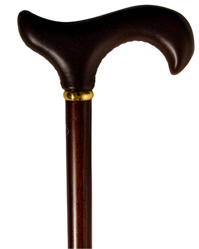 Italian Leather Derby Walking Cane with Beechwood Shaft - WalkingCanes.com