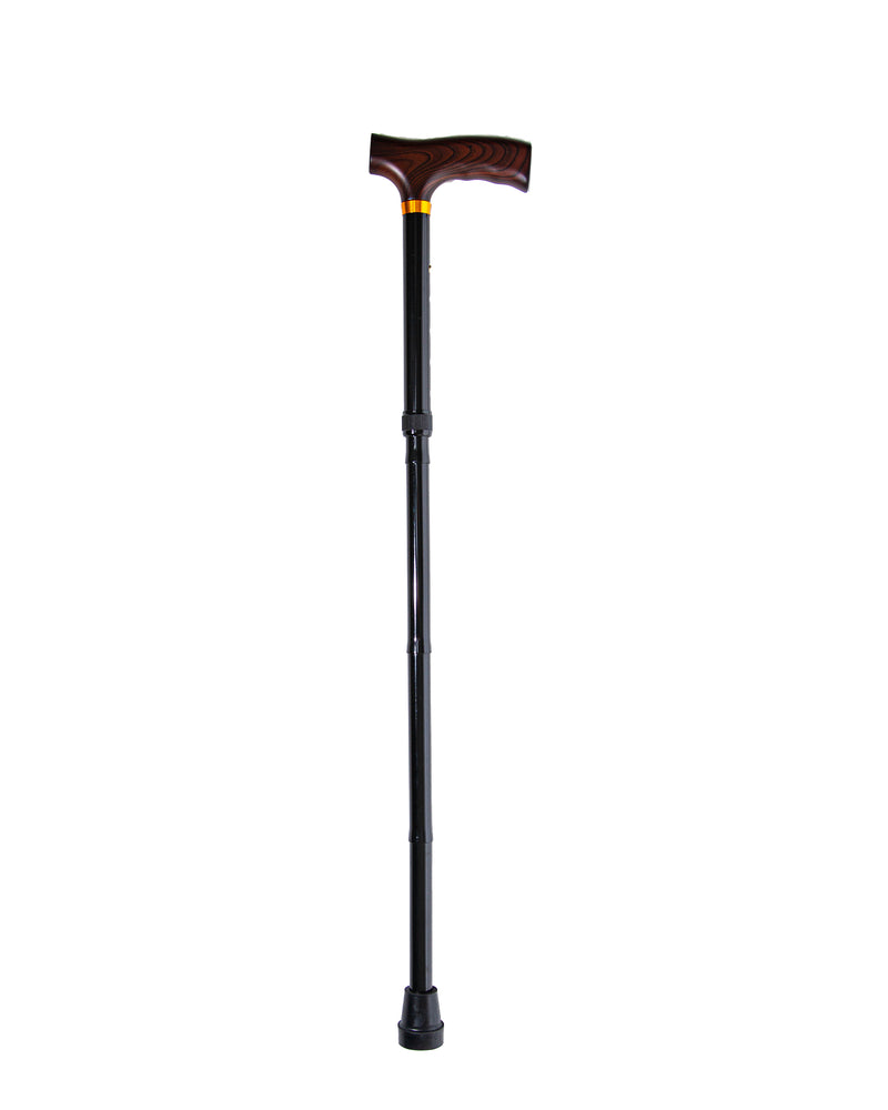 Extra Short Folding Cane with Wood Fritz Handle - WalkingCanes.com