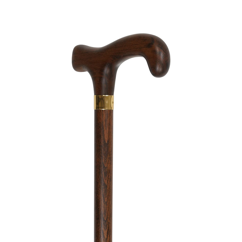 Hercules Derby Handle Cane with Brass Ring - Walnut Finish ...