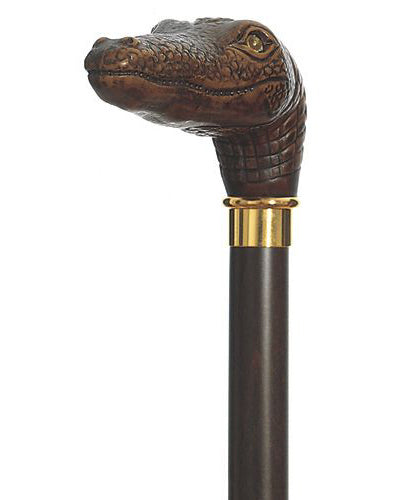 Gator Head Cane accented with Brass Ring on Walnut Stained Shaft ...